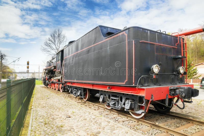 Old steam locomotive stock photo. Image of soviet, lever - 70643778