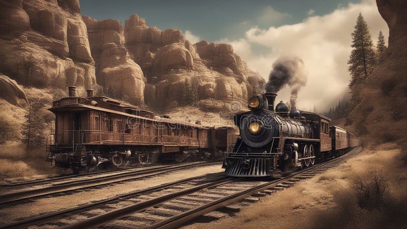 Old Steam Locomotive Old Western Train Stock Illustration ...