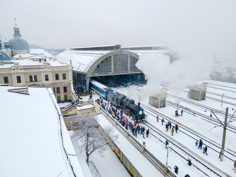 Old Steam Retro Train at Lviv Railway Station Editorial Image - Image ...