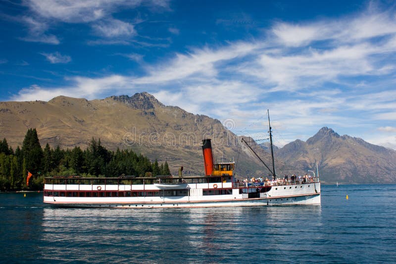 Old steam ship on a lake stock photo. Image of green - 13154848