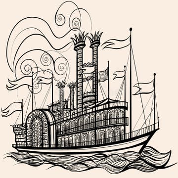 Steamboat Drawing Stock Illustrations – 662 Steamboat Drawing Stock ...