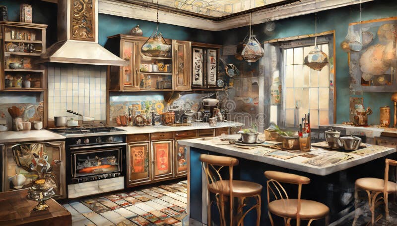 Steampunk Kitchen: a Journey through Time and Technology Stock ...