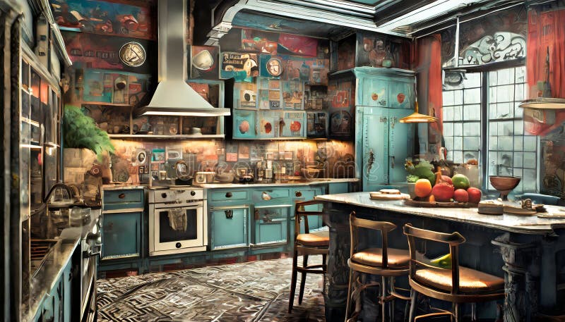 Steampunk Kitchen: a Journey through Time and Technology Stock ...