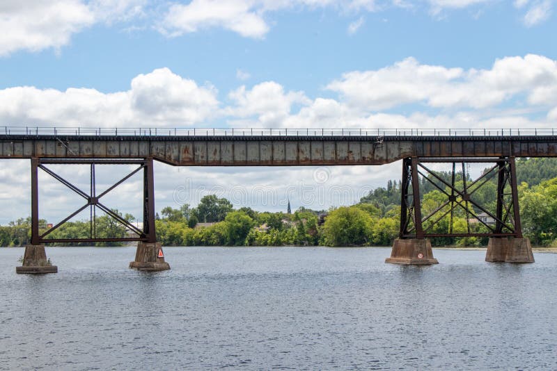 Old Steel Bridge Over a River Stock Image - Image of bridge, river ...