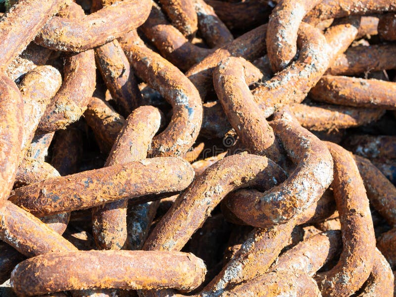 Old Steel Chains with Rusty at a Harbor Stock Photo - Image of ...