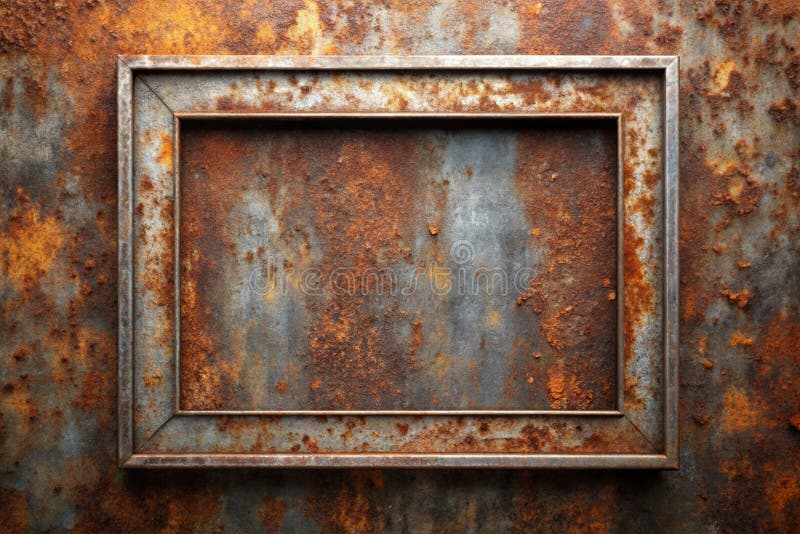 Old Steel Frame on Rust Metal Background 3D Illustration Stock ...
