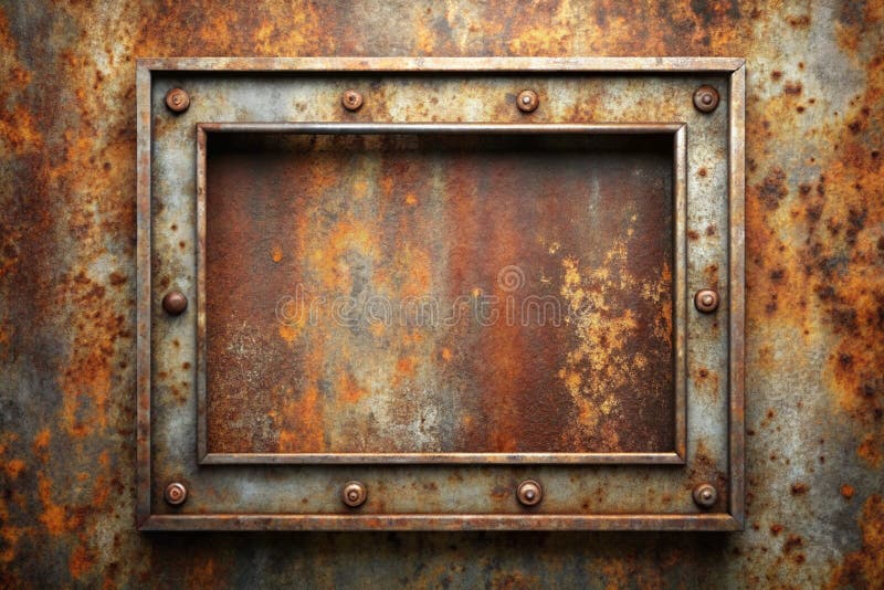 Old Steel Frame on Rust Metal Background 3D Illustration Stock ...
