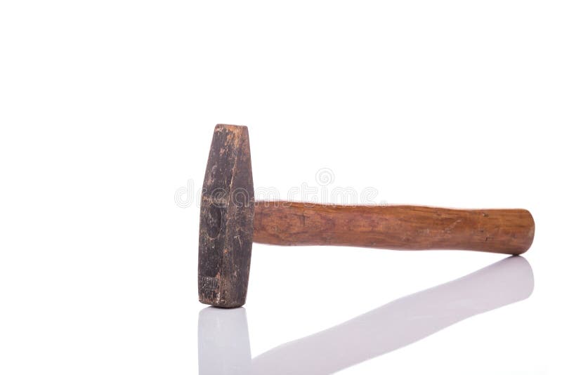 Old Steel Hammer with Wood Handle. Studio Shot Isolated on White Stock ...