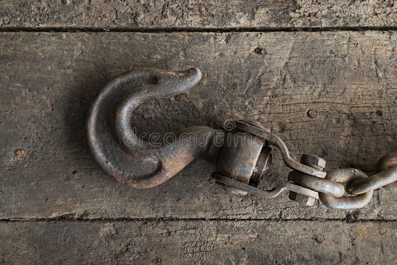 Old Steel Hook and Old Wood Stock Photo - Image of heavy, background ...