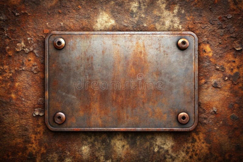 Old Steel Plaque on Rust Metal 3D Illustration Stock Illustration ...