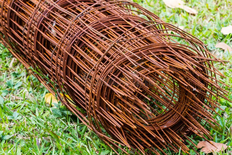 Old Steel Rod for Construction on Green Grass Stock Image - Image of ...