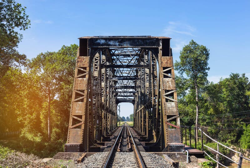 Old Steel Train Bridge Across the River Stock Image - Image of bridge ...