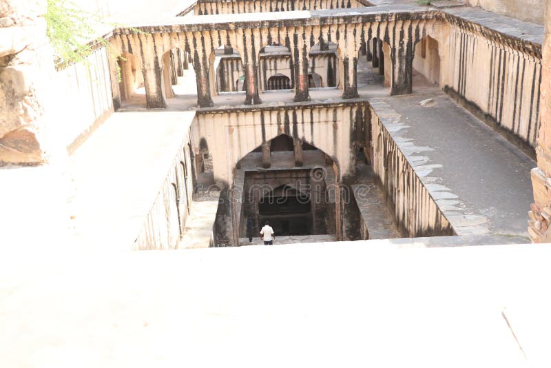 Old Step Well in Front View. Stock Image - Image of forest, roack ...