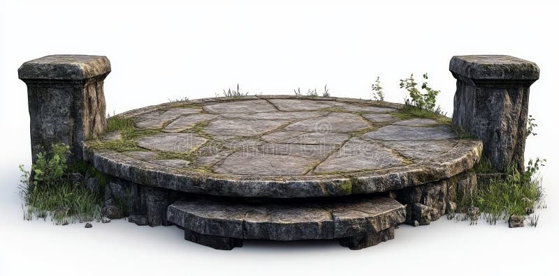 An Old Stone Base Featuring Rings and Cryptic Markings Stock Photo ...