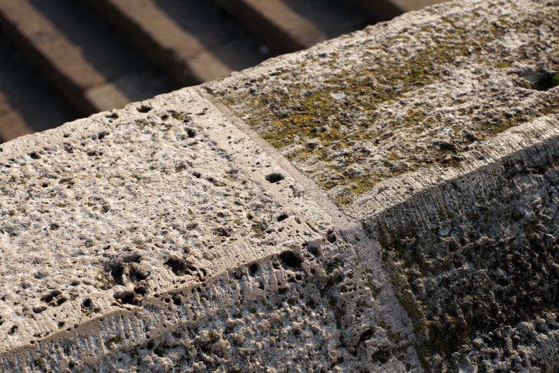 Stone Bridge Guard. Limestone Molded Bricks Closeup. Stock Photo ...