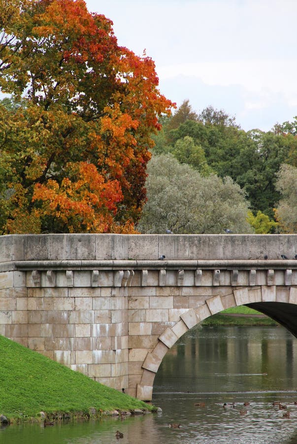 Retro stone bridge two stock image. Image of leaf, scenic - 128315285