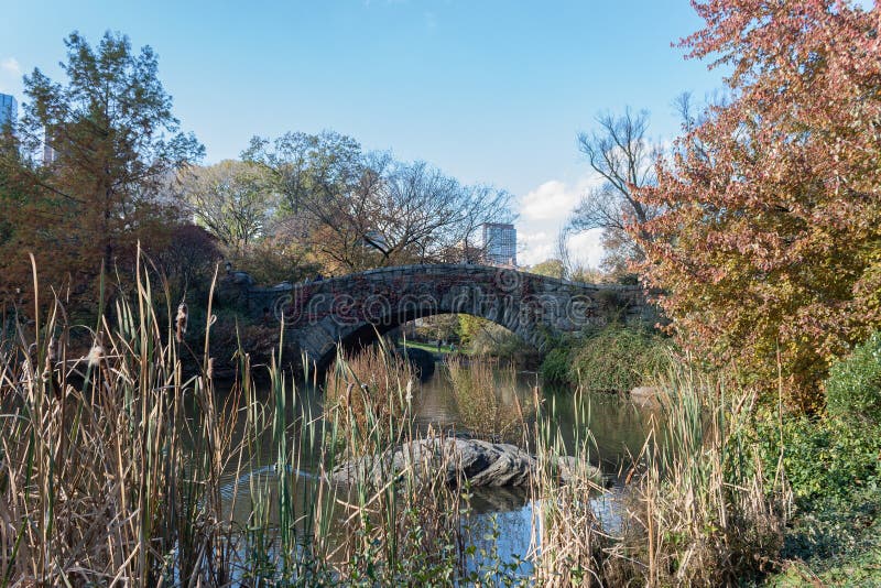 Old Stone Bridge Over the River in a Park in Autumn Stock Image - Image ...