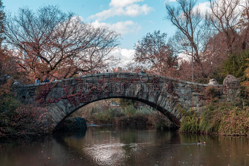 Old Stone Bridge Over the River in a Park in Autumn Stock Photo - Image ...