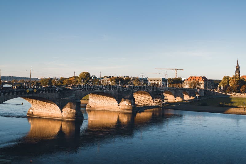 Old Stone Bridge Over a River at Sunset Stock Photo - Image of bridge ...