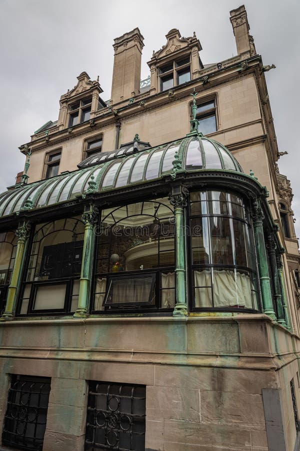 Old Stone Building with Copper Features in the Back Bay Stock Photo ...