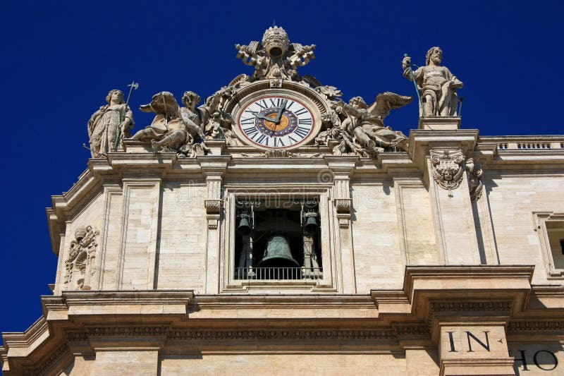 Clock on St. Peter S Basilica in the Vatican Stock Image - Image of ...