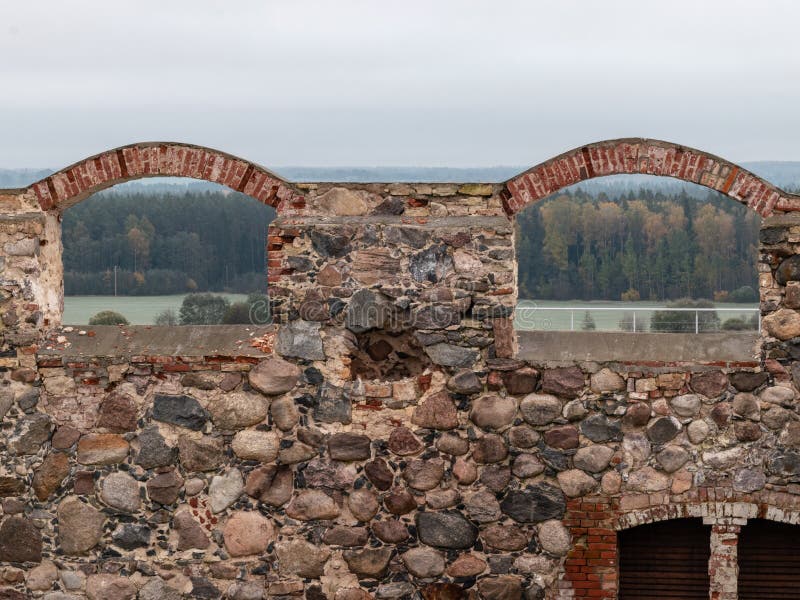 Old Stone Building with Round Arched Windows Stock Image - Image of ...