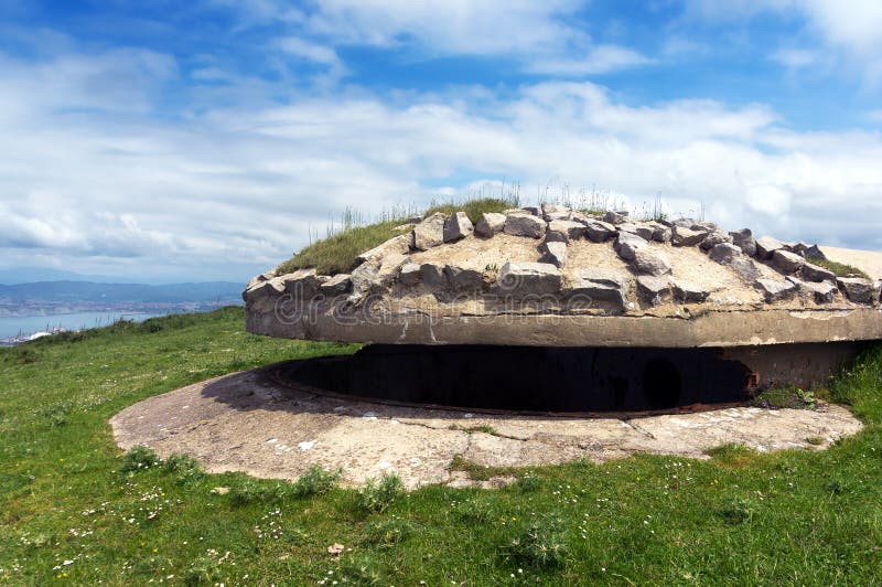 Old Stone Bunker in Punta Luzero Stock Photo - Image of coast, cement ...