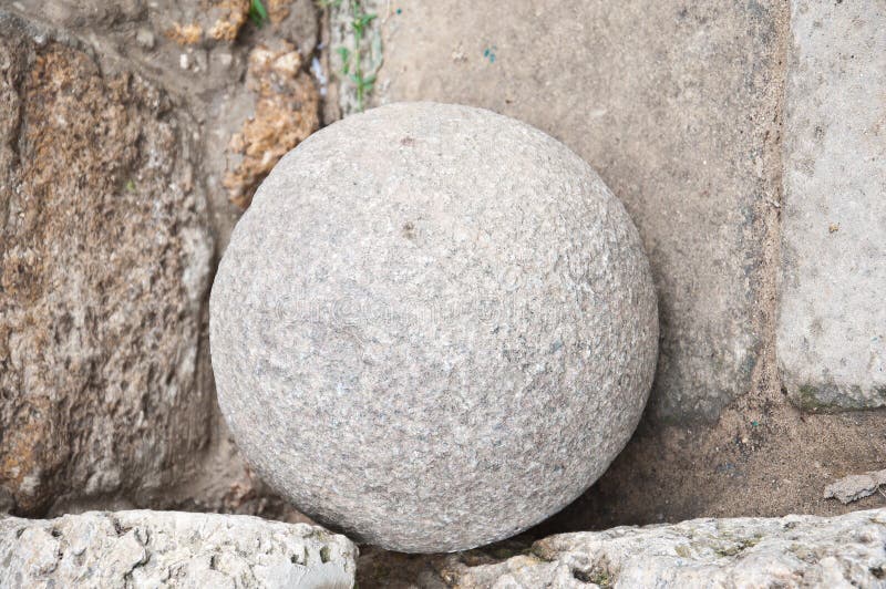 Old Gun and Stone Cannonball Stock Photo - Image of cannonball, aerial ...