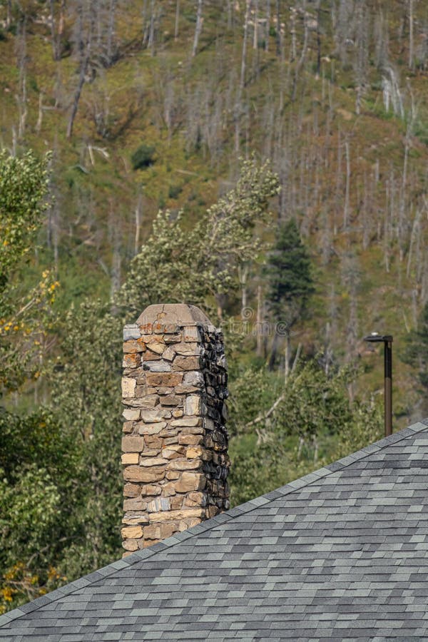 Old Stone Chimney on Top of a House Stock Photo - Image of chimney ...