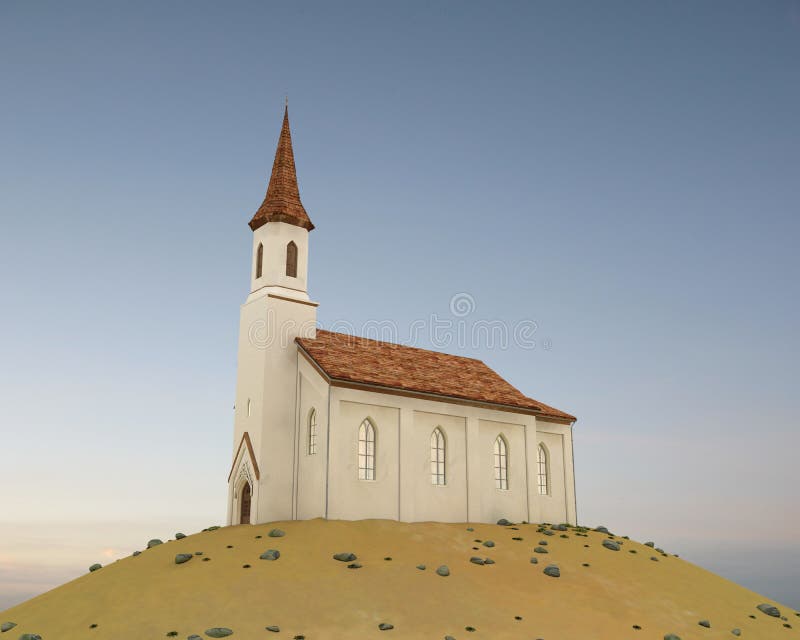 Old stone church on a hill stock photo. Image of easter - 65656938