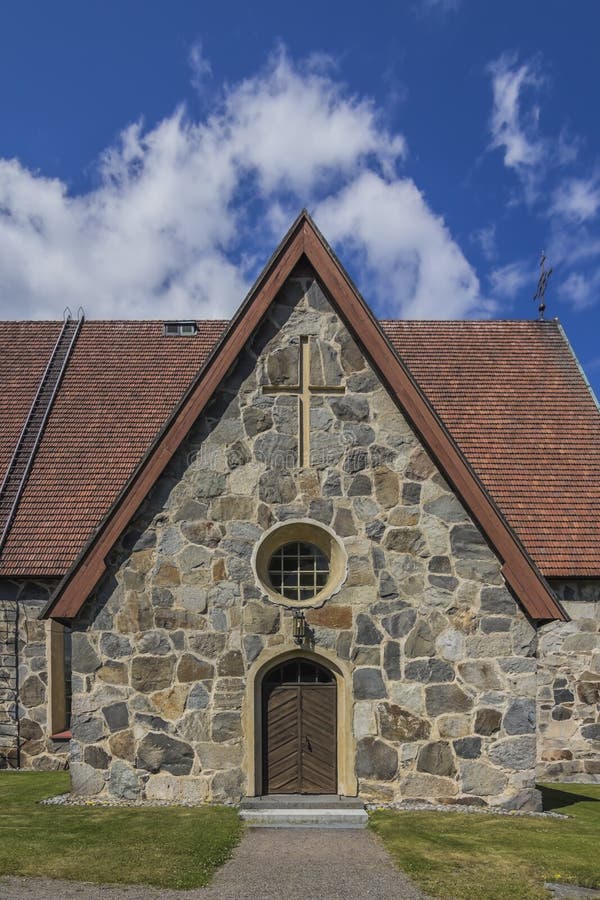 Stone church stock image. Image of finland, saint, belfry - 75678739