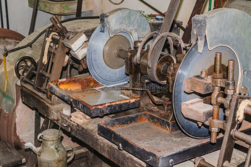 Old Stone Cutting Machine with Water Cooling. Stock Photo - Image of ...