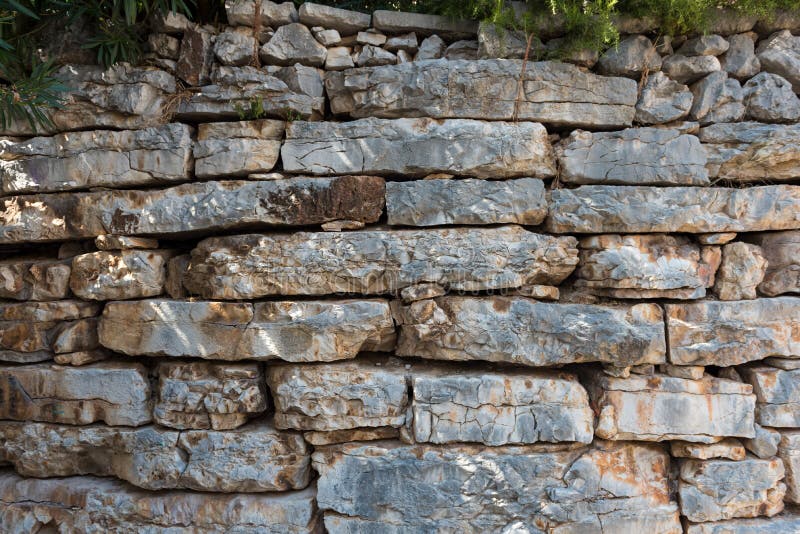 Old Stone Dry Wall As Background. Stone Surface. Dry Stack, Traditional ...