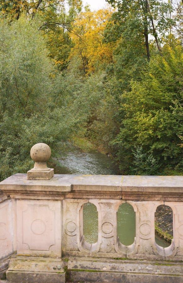 Old Stone Footbridge Over Creek in the Fall with Autumn Colors Stock ...