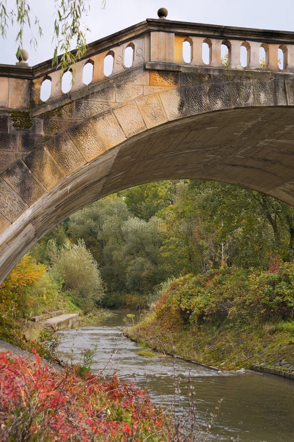 Old Stone Footbridge Over Creek in the Fall with Autumn Colors. Stock ...