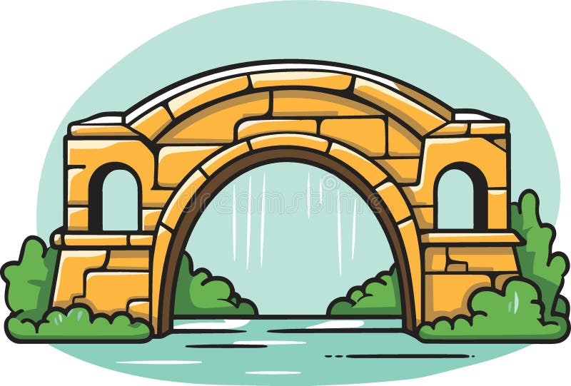 Old Stone Footbridge Over River Vector in Cartoon Style Stock Vector ...