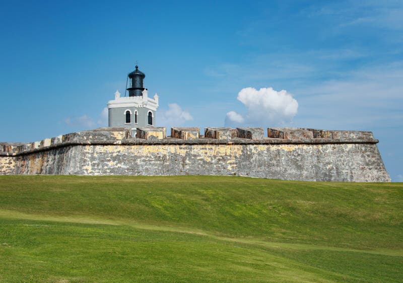 Old Stone Fort with a Lighthouse Inside Stock Image - Image of fortress ...
