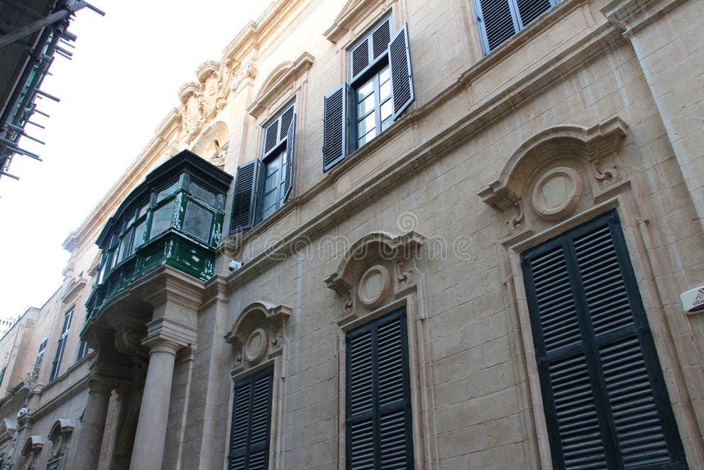 Old Stone Hall (palace ?) in Valletta - Malta Stock Photo - Image of ...