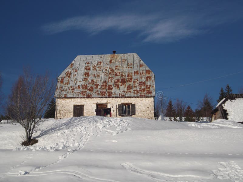 Old stone house stock image. Image of forest, fire, barbed - 97518001
