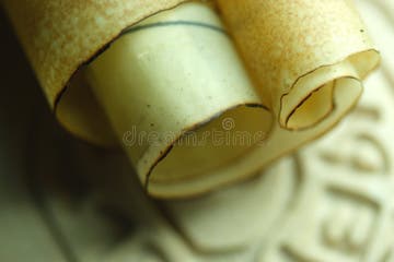 Old Stone Inscription and Parchment Scroll Stock Image - Image of tool ...