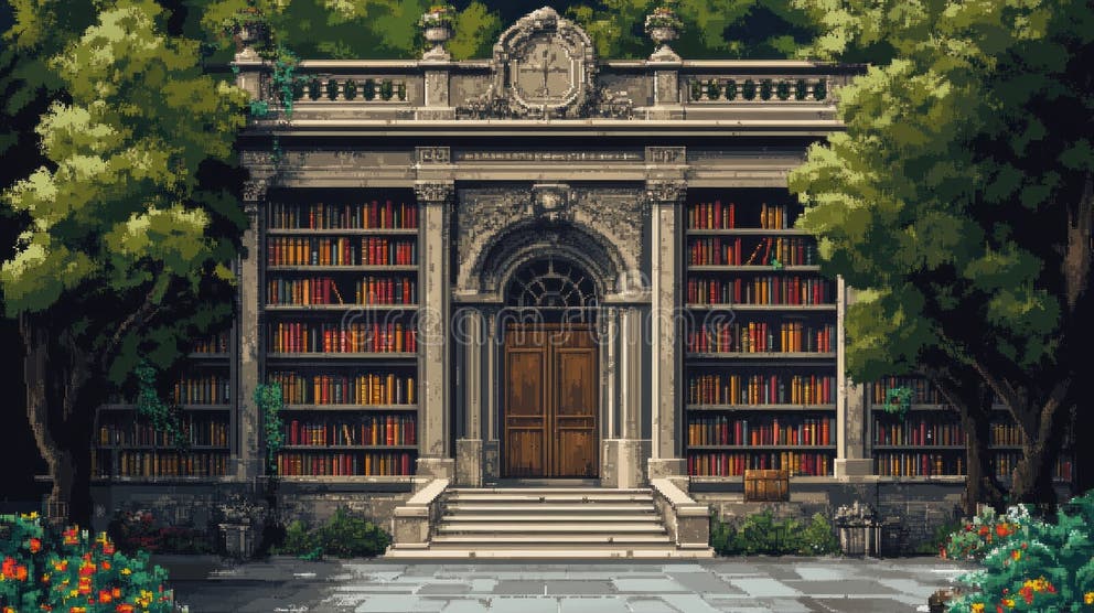 Old stone library building stock illustration. Illustration of style ...