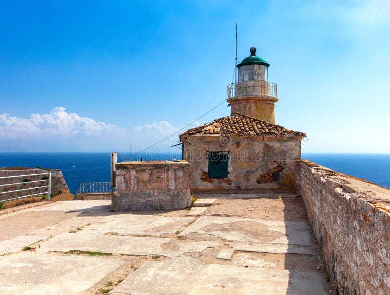 Kerkyra. Greece. Old Stone Lighthouse in the Old Fort. Stock Photo ...
