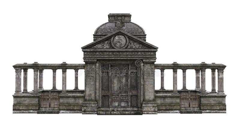 Old Stone Mausoleum Tomb Building. 3D Rendering Isolated on White Stock ...