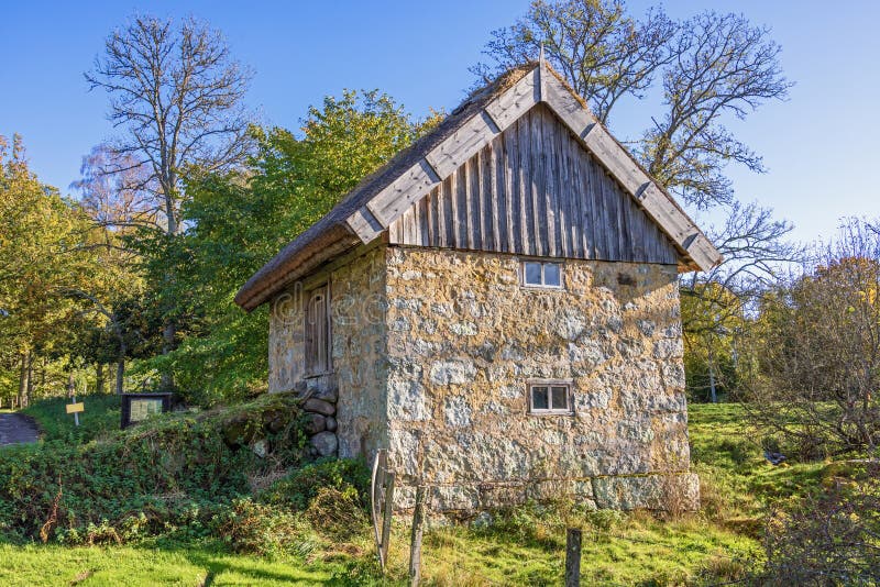 Old Stone Mill Barn in the Countryside by a Meadow Stock Photo - Image ...