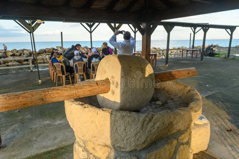 An Old Stone Mill Near a Restaurant in Cyprus 4 Editorial Stock Image - Image of grinding ...