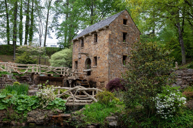 Old Stone Mill in Spring Rustic Charm Stock Photo - Image of blooming ...