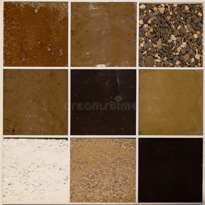 Old Stone Pavement Texture Collage. Various Granite Cobblestone Road ...