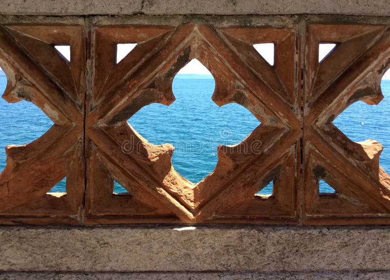 Old Stone Railing through Which we Can See the Sea Stock Photo - Image ...