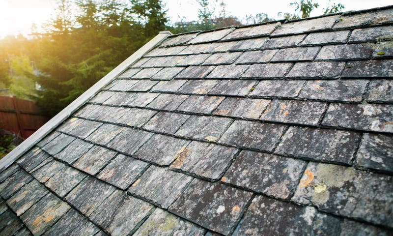 Old stone roof tiles stock image. Image of material - 192408365