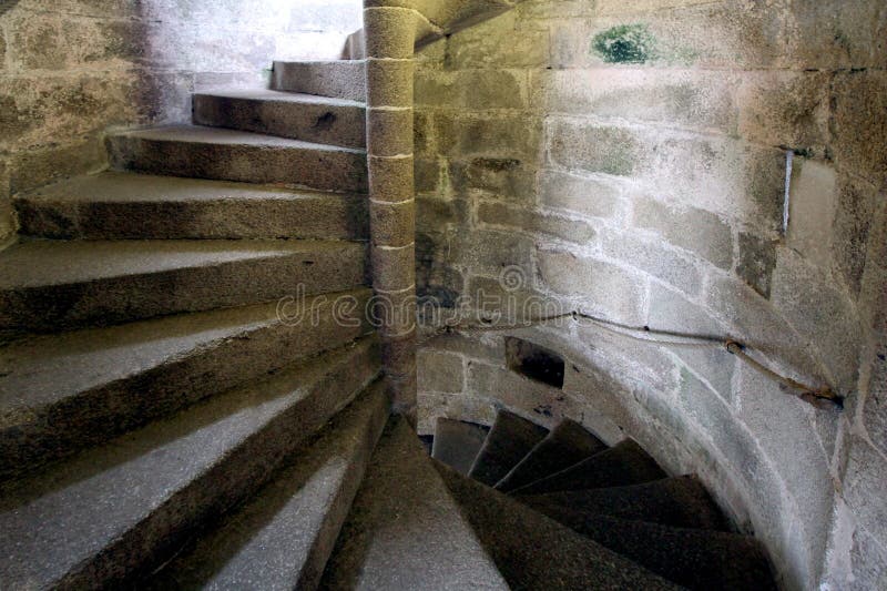 Old Stone Spiral Staircase Going Up the Inside of a Castle Tower Stock ...